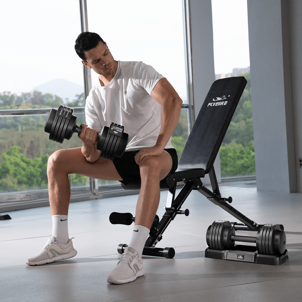 Bundle: Flybird Adjustable Dumbbells 55 Lbs (1 Pair) + Flat Weight ... Bundle: Flybird Adjustable Dumbbells 55 Lbs (1 Pair) + Flat Weight ...