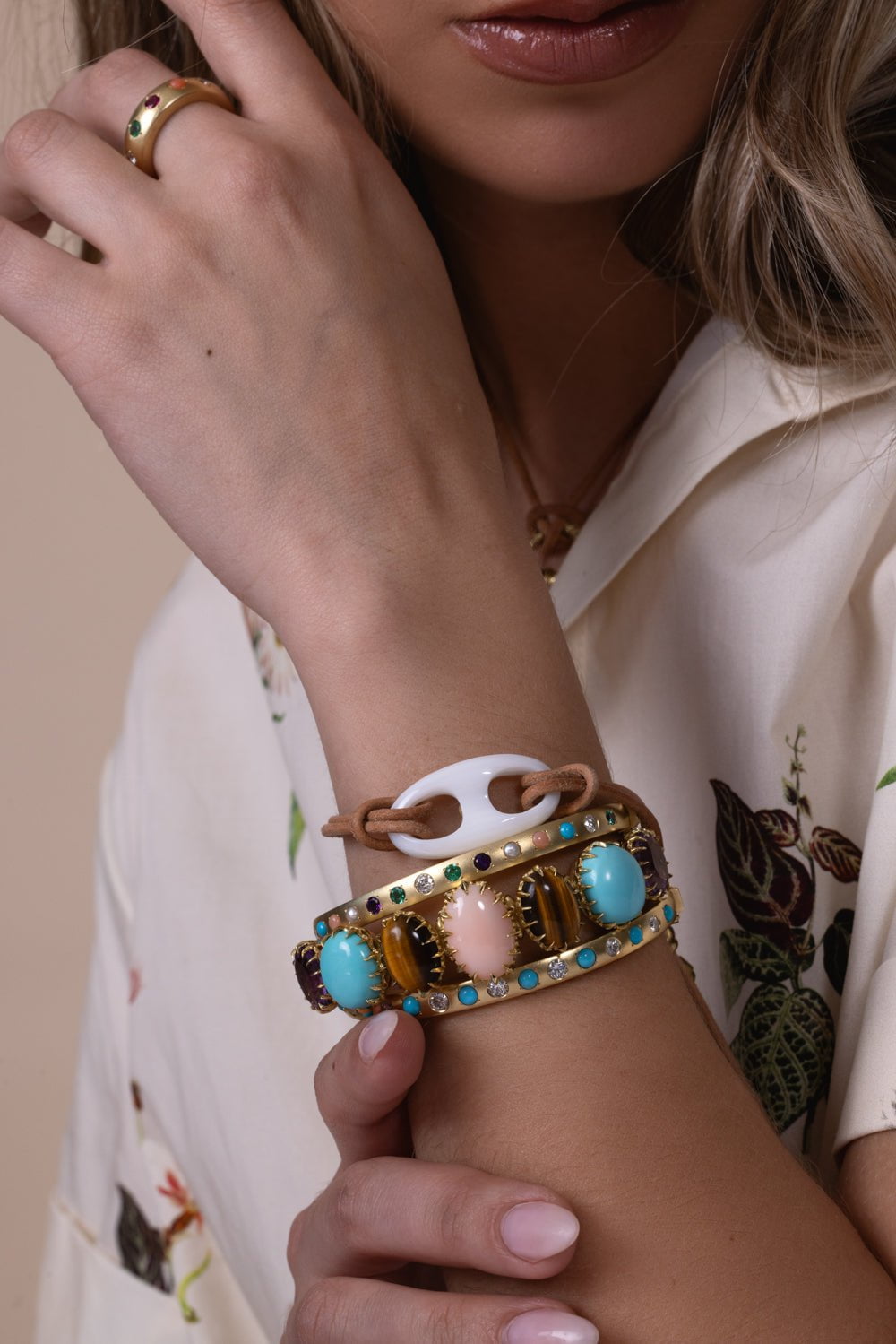 Turquoise Diamond Gypsy Bangle